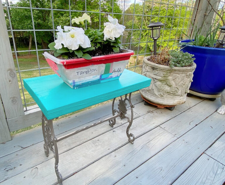 Thrifted Outdoor Metal Footstool Upcycle - Shop at Blu